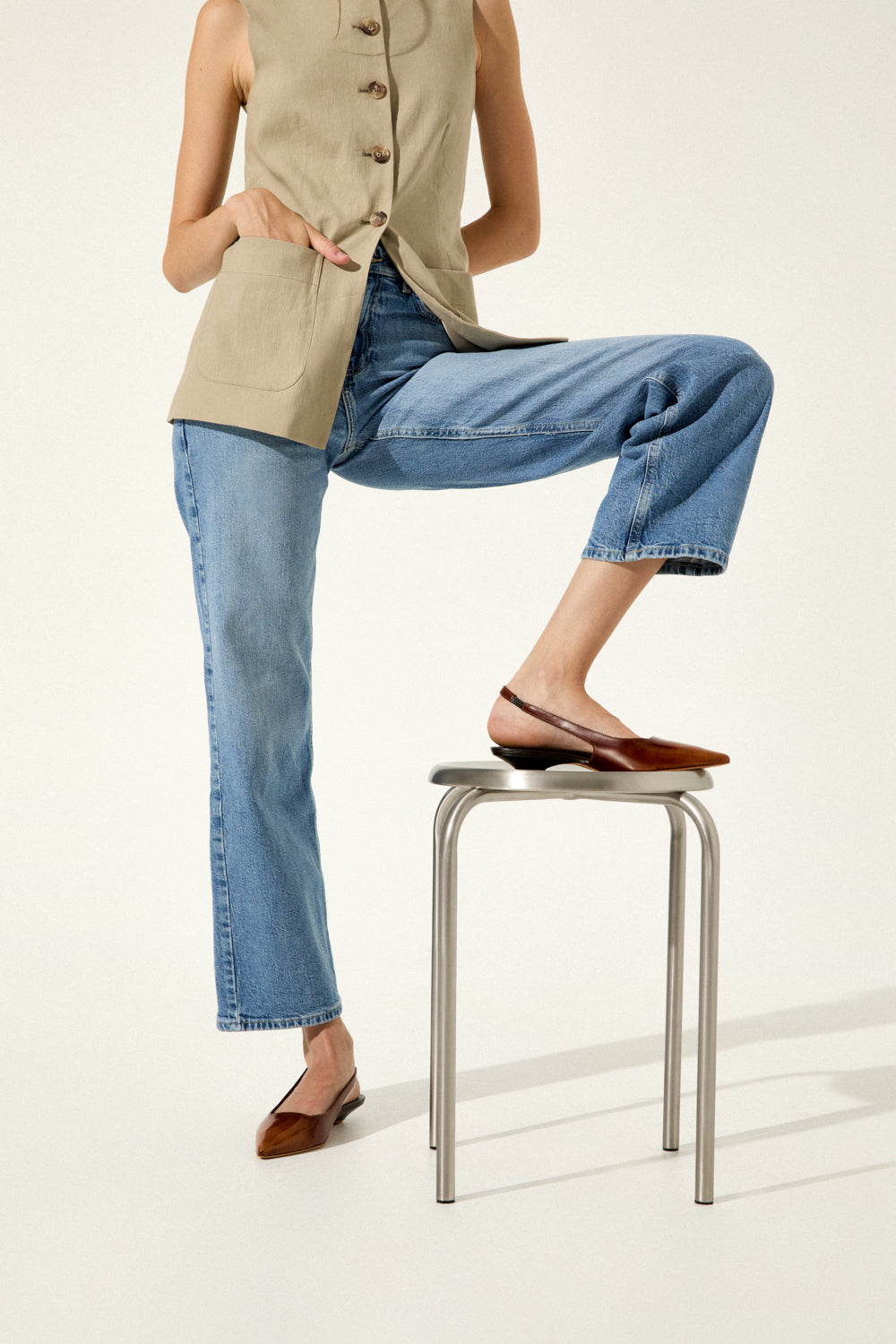 Harper Slingback Flats in Caramel Brushed Leather – Augusta the Brand